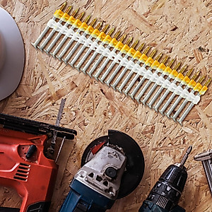 Therwen Framing Nails, 21 Degree, Flat D Head, Galvanized, Ring Shank, Plastic Row Fixed, 21 Degree Framing Nails for Use in All Pressure Treated Lumber (1000 Count,2 Inch x 0.12 Inch)