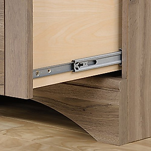 Sauder Harbor View Computer Desk with Hutch, Salt Oak finish