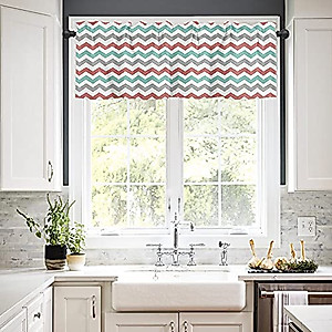 Artwork Store Valances Windows Curtain Gray and White Chevron Zig Zag Kitchen Valances Rod Pocket Window Treatment Short Curtains Valance for Window 1 Panel,42 by 18 inches