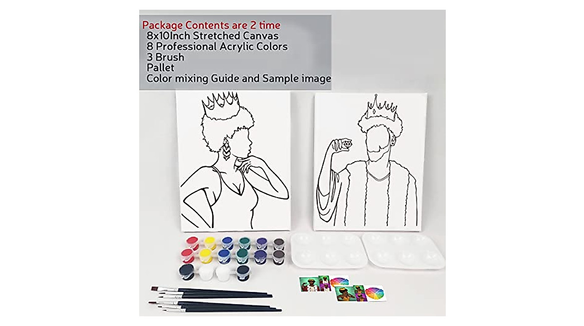 2 Pack Paint and Sip Canvas Painting Kit Pre Drawn Canvas for Painting ...