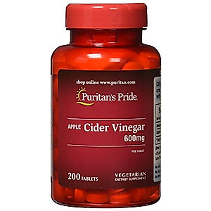 Puritans Pride Apple Cider Vinegar 600 mg Tablets, 200 Count (Packing May Vary)