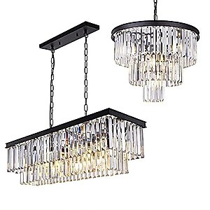 Wellmet Crystal Chandelier, Contemporary Modern Chandeliers Adjustable for Living Room, Dining Room, Pool Table Light, Kitchen Island Lighting