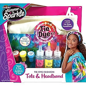 Cra-Z-Art Shimmer ‘n Sparkle Tie Dye Fashion Tote and Headband Craft Kit,Blue/Pink, Small
