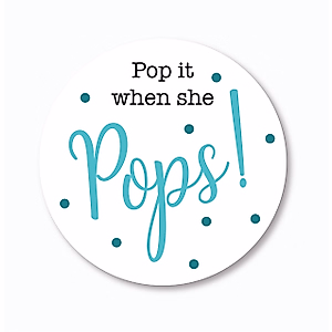 40ct, Pop it When She Pops Stickers, Baby Shower Champagne, Beer, Soda, Wine Favor Stickers, 2 inches (#007-AQ)