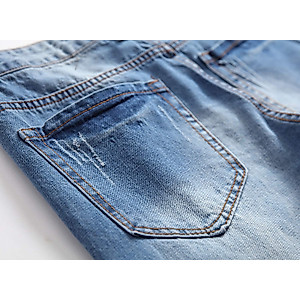 DANT BULUN Men's Ripped Distressed Destroyed Slim Fit Straight Leg Denim Jeans(W34,Blue)