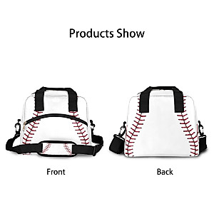 Baseball Lunch Bag for Women Men Insulated Reusable Lunch Box with Adjustable Shoulder Strap Cooler Tote Bag for School Work Picnic Beach Hiking