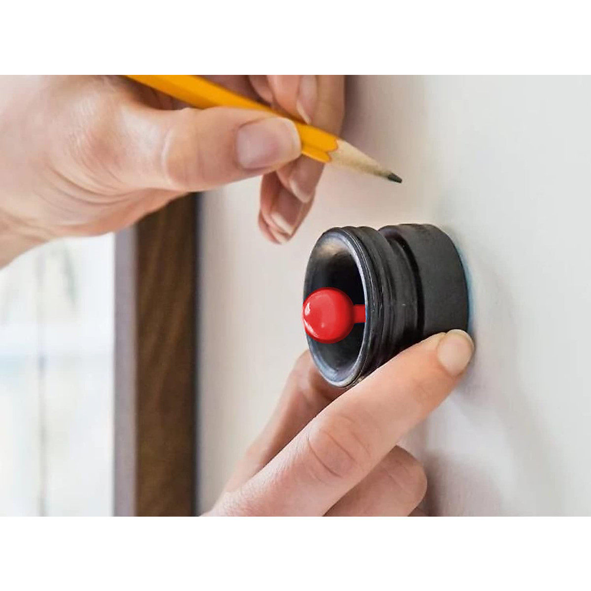 StudPoP"Original" Magnetic Stud Finder.Finds metal fasteners holding the wall board to the studs.Unique 1" diam moving magnet gives both an audible click and a visual movement when fastener is found