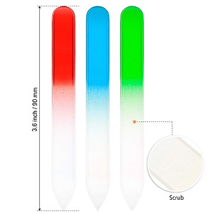 Honoson 24 Pcs Crystal Glass Nail Files Czech Glass Fingernail Files Professional Manicure Tool for Natural Nails, Gradient Rainbow Color Buffer Nail Care for Salon Gift, 9 x 1 x 0.3 cm(Classic Color)