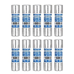 DIHOOL 20 Amp Solar Fuse Without in-Line Fuse Holder for Solar Connector, 10pcs 10x38mm