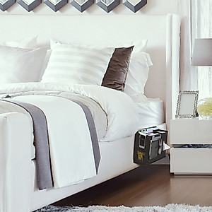 Richards Grey Gearbox 6 Pocket Bedside Storage Mattress Book Remote (Caddy, Black)