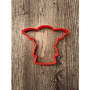 *Smallwoods TS* Alien Baby Yo-da In Robe Outline Cookie Cutter Cute Animal Contour Cutter Fondant Dough Clay Kinetic Play Sand Play Doh Cutter (3.5" Tall) (RED (1 PACK))