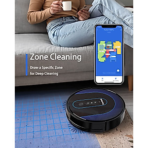 Robot Vacuum Cleaner, 4000Pa Suction AI Smart 2.0 Navigation with Home Mapping Robotic Vacuum, Selective Room Cleaning, No-go Zones, Carpet Boost, Works with Alexa, Ideal for Pet Hair FourAmZ V100 Pro
