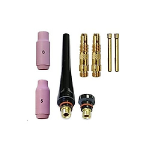 WeldingCity 200-amp WP-26FV (Flexible Head w/Gas Valve) Air-cooled TIG Welding Torch Complete Package with 25-ft Power Cable Hose and Dinse 35-50 (Solid 1/2"-pin) Cable Adapter (with Separate Gas)