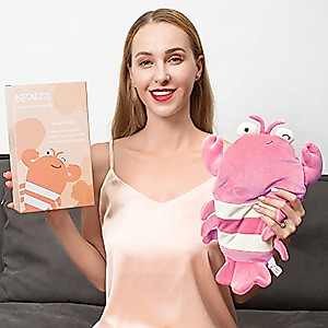 Infowush Microwave Wireless Heating Pad for Pain Relief,Lobster Plush Heating Pad with Removable Lavender Scented, Heatable Stuffed Animal,Hot Therapy for Cramps,Back,and Neck Pink