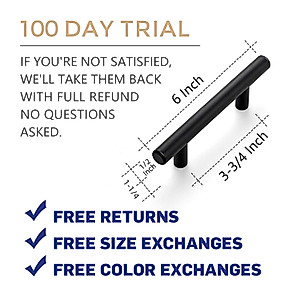 Ravinte 5 Pack 6 inch Cabinet Pulls Matte Black Stainless Steel Kitchen Cupboard Handles Cabinet Handles 3.75” Hole Center