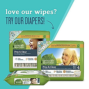 Seventh Generation Thick & Strong Free and Clear Baby Wipes with Flip Top Dispenser, 768 Count