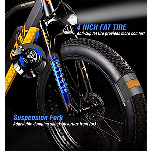 Katharina Shop Adults Electric Bike 750W Motor Fat Tire Electric Mountain Bicycle 48V Lithium Battery 7-Speed Snow Beach E-Bike Dirt Bicycles UL, Black