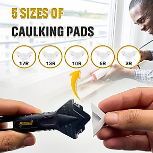 EZJohn [25 PCS] 5-in-1 Caulking Tool Kit in a case,Caulk Remover Tool, Silicone Finisher Caulk. Tool, Stainless Steelhead Calking. Tool, Spatula, Finishing for Kitchen, Bathroom, Floor, Window, Sink