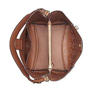 Calvin Klein Denver Perforated Montego Logo Hobo Shoulder Bag, Caramel Perf