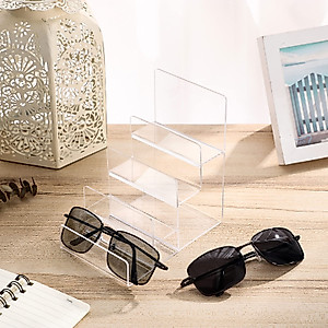 Cabilock Display Risers Acrylic Wallet Holder Stand Handbag Purse Display Shelf Jewelry Cosmetic Racks Organizer (4 Tier)