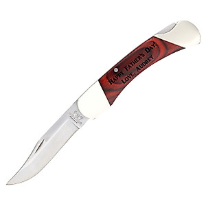 Palmetto Wood Shop Bear & Son 97 Personalized Pocket Knife with Genuine Leather Sheath