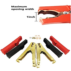 Jumper Cable Battery Clamps Crocodile Clamp brass Clamps 100A/800A/1500A Car Battery Charger Clamps Power Replacement Battery Alligator Clips Jumper Cables Clamp-S（100-500A）