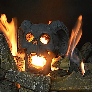 Stanbroil Demon Fireproof Fire Pit Fireplace Skull Gas Log for Ventless & Vent Free, Propane, Gel, Ethanol, Electric, Outdoor Fireplace and Fire Pit, Halloween Decor - Patent Pending