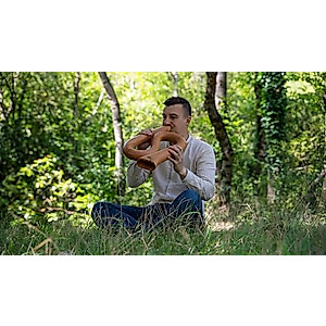 S-shaped Professional Didgeridoo for Meditation, Sound Healing Therapy, Yoga and Circular Breathing — NOT MADE IN CHINA — Mahogany Wood, 2-YEAR WARRANTY