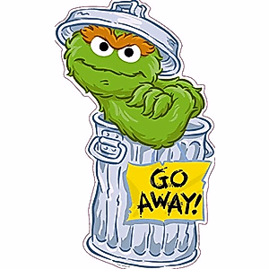 8 Inch Oscar The Grouch Sesame Street Removable Wall Decal Sticker Art Home Kids Room Decor Decoration - 4 by 8 inches