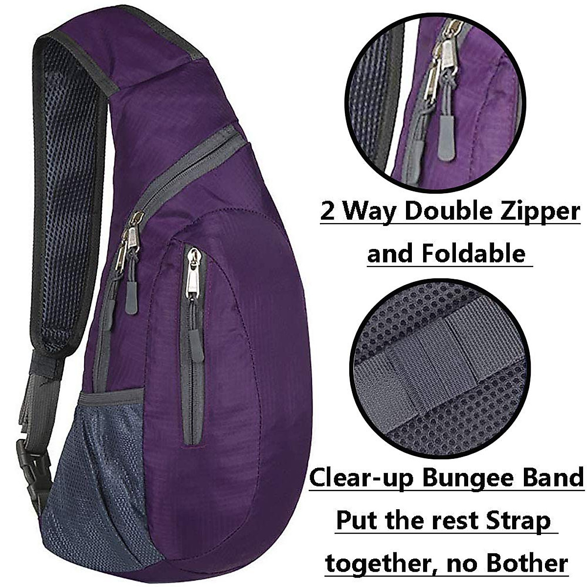 WTSHOPME Sling Bag Crossbody Shoulder Backpack Chest Daypack Small Foldable Rope Triangle Rucksack for Hiking Travel Cycling (Orange)