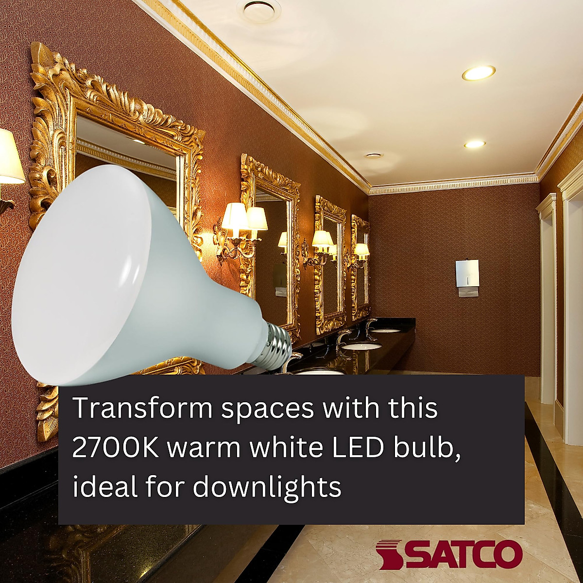 Satco S9634 11.5W BR40 LED Bulb – 2700K Warm White, 940 Lumens, 103° Beam Angle, Dimmable, Medium Base (6 LED Bulbs)
