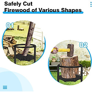 JOMUGY Firewood Kindling Splitter Racker, Hand Cutter Wood Log Cracker Splitter for Campsite Home …