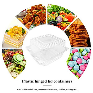 100 Pcs Clear Hinged Plastic Containers with Lids,Individual Cake Slice Containers,Square Plastic Food Container,Disposable Clamshell Take Out Containers for Cakes,Cookies,Pasta,Sandwiches,Salad