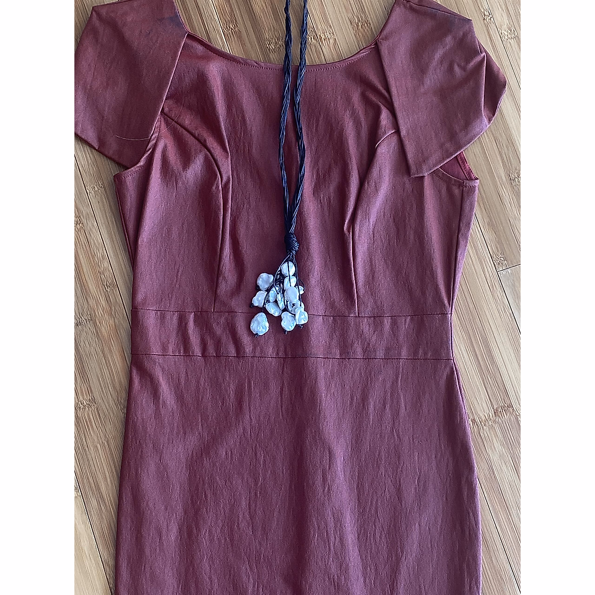 Keshi White Pearl Cluster Y-Necklace on Leather Cord