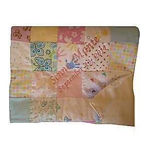 Custom Embroidered, Personalized, Cotton Flannel Patchwork Quilt