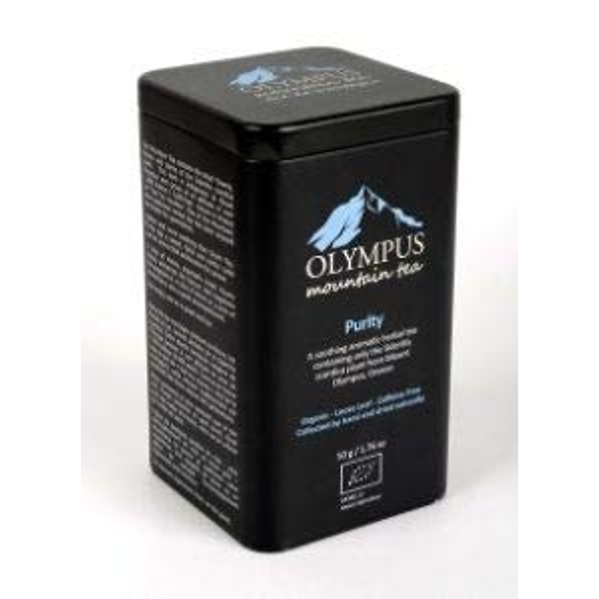 Organic Greek Mountain Tea, Purity - OLYMPUS Mountain Herbs. 100% Organic Greek Mountain Tea (Sideritis Scardica). Metal Tin Box 50 g. / 1.76 oz