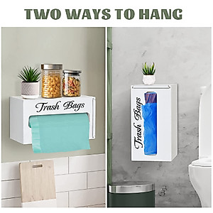 Trash Bag Holder for Kitchen Organizers and Storage, Wooden Farmhouse Plastic Bag Holder Wall Mounted, Trash Bag Dispenser for Kitchen Countertop, Cabinet, Under Sink, Laundry Room Organization