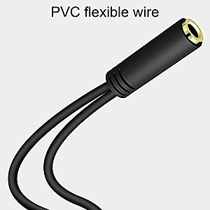 LINASHI 3.5mm Splitter, Headphone Splitter Earphone Adapter Audio 3.5mm Female to 2 Male Jack Aux Cable Black One Size
