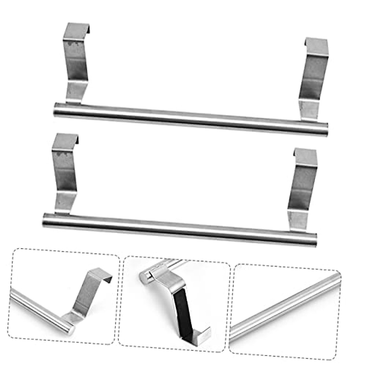 DOITOOL 2pcs Stainless Steel Towel Rack Over Door Towel Holder Cabinet Towel Holder Bathroom Towel Shelf Multi Hanger Multi Purpose Hanger Towel Storage Pole Individual Bracket Back Style