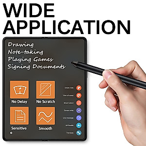 INGIDO Compatible for Samsung Galaxy Z Fold 5/4/3/2/Fold S Pen, High Sensitive & Precision Capacitive Tip Touch Screen Luxury S Pen Stylus for Galaxy Z Fold 5/4/ 3/2/Fold（Black）