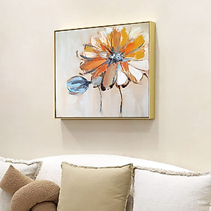 Floating Frame for 16x20 Canvas Paintings, DIY Metal Canvas Frame with 1.5" Deep, Modern Floater Frame for Oil Paintings Portrait Landscape Living Room Bedroom Home Office Wall Art Decor (Gold)