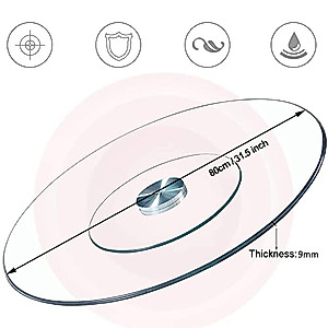 JHSDFOUIH Lazy Susan Turntable for Table, Round Tabletop Rotating Serving Tray, Transparent Table Top Circle Centerpiece, Thicken Explosion-Proof Tempered Glass, for Sharing Food Easier
