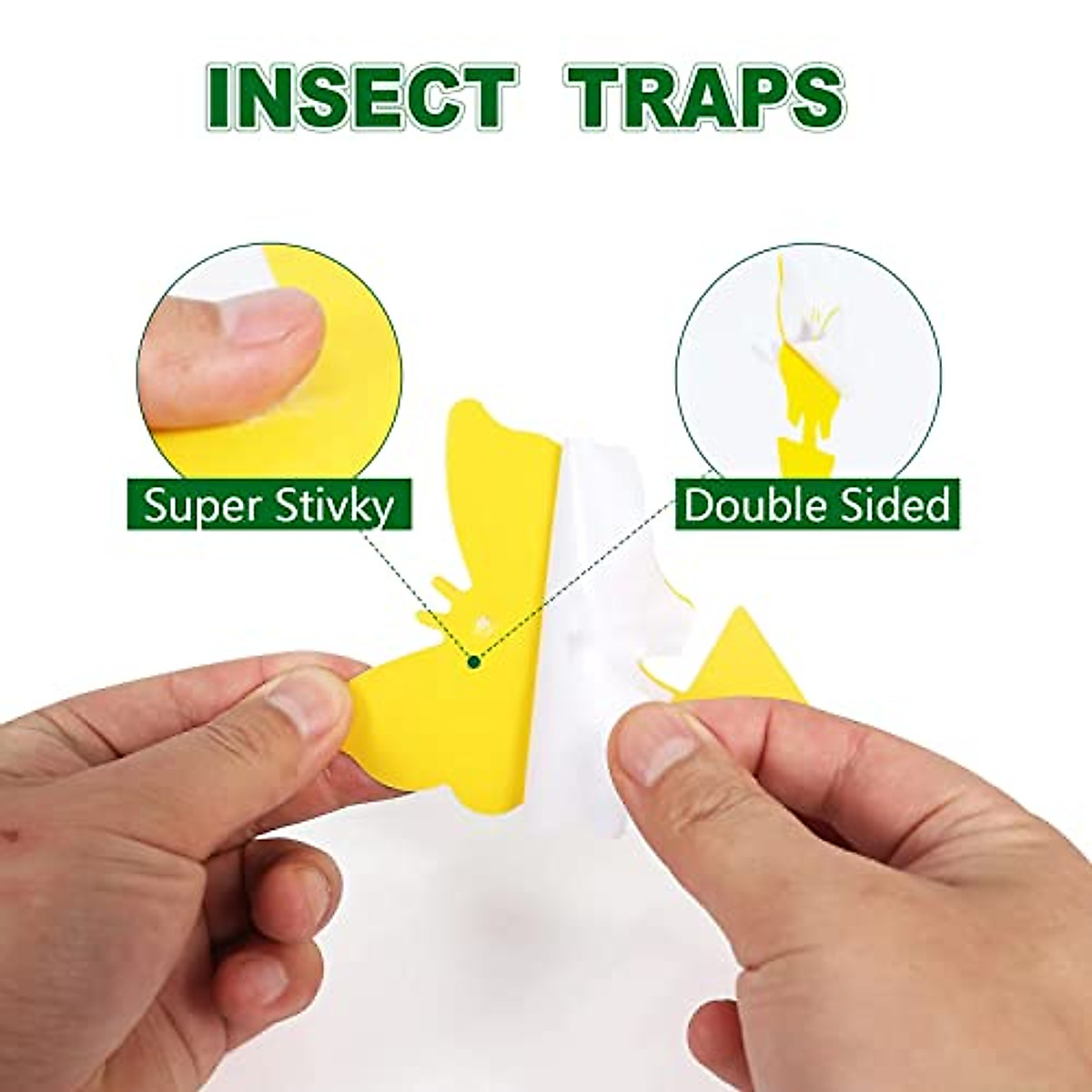 48 Pcs 4 Shapes Yellow Sticky Traps for Fruit Fly, Whitefly, Fungus Gnat, Mosquito and Fly, Sticky Insect Catcher Traps for Indoor/Houseplants/Kitchen, Extremely Sticky, Non-Toxic, Pet & Kid Safe