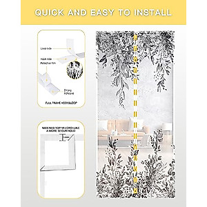 ZOE GARDEN Grey Eucalyptus Magnetic Screen Door for Sliding/Single/French Doors, Self Sealing Magnets Patio Door Screen Heavy Duty Mesh Curtain, Fall Leaves Country Rustic Chic Flower