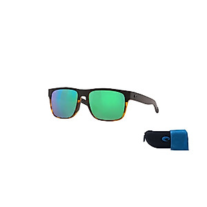 Costa Spearo 6S9008 900818 56MM 181 Matte Black+Shiny Tortoise/Green Mirror 580G Square Sunglasses for Men + Bundle With Designer iWear Kit