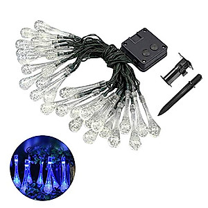 HelloCreate Raindrop String Lights with Solar Panel, Solar Powered 30LED Raindrop String Lights with 8 Lighting Modes Home Garden Party Light Decor