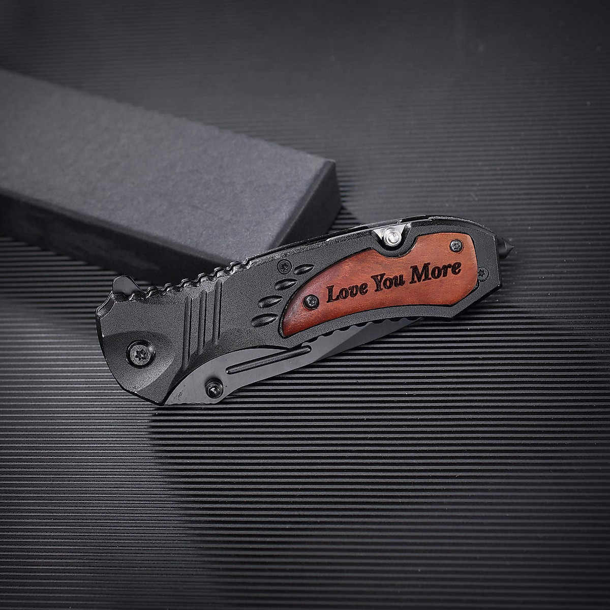 Fodiyaer Personalized Knifes for Men - Custom Engraved Pocket Knife - Wood Anniversary Idea for Him - Christmas Idea for Boyfriend Husband Dad Son Fiancé Groomsmen Uncle