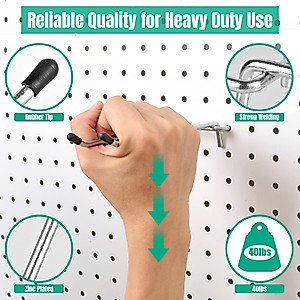G.CORE 50 Pack Pegboard Hooks, Heavy Duty Peg Board Tool Utility Hooks, 1/4 inch Pegboard Wall Organizer, Pegboard Accessories for Garage Kitchen Home Retail Display Shelf Board Craft Organization