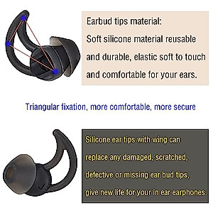 WKYMY Silicone Replacement Earbud Tips Earbud Covers Compatible with Bose QC20 QC20i SoundSport SIE2i IE2 IE3 Headphone Ear Tips Rubber Tips 3 Pairs S M L