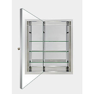 FOMAYKO Stainless Steel Medicine Cabinet with Mirror - Wall Mounted Bathroom Storage Organizer, Rust-Resistant Metal Mirror Cabinet for Vanity, Adjustable Shelves, 15x25 Inch